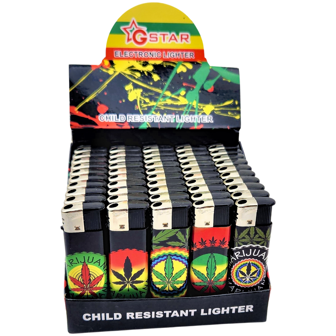 Electronic Lighter Pack w/ Display Box - Rasta - WYN Distribution