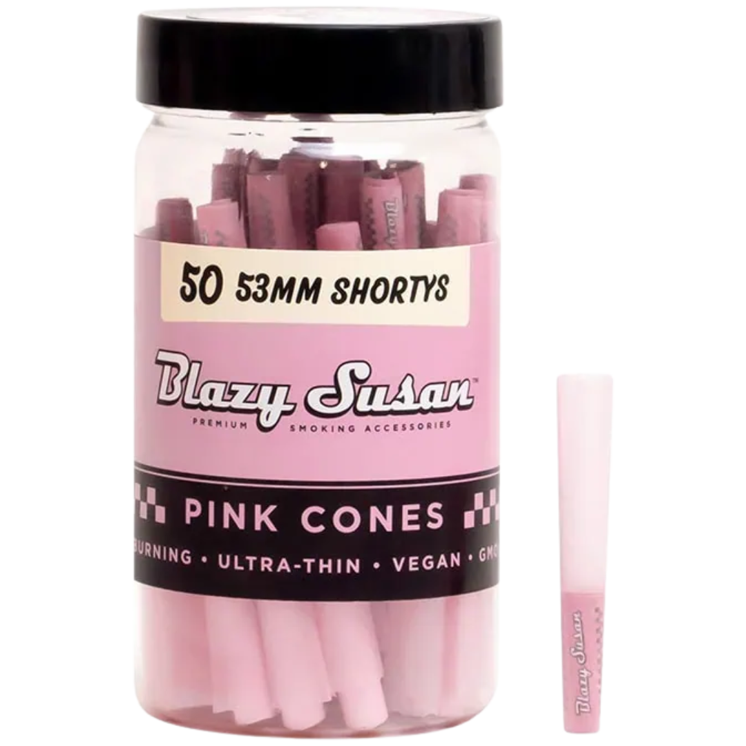 Blazy Susan Pink Paper Cones – 53mm 50Ct Shortys Cones | WYN Distribution