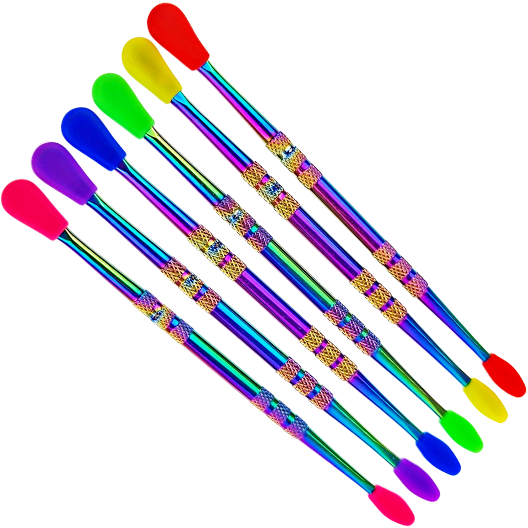 50 Pack of 4.5" Metal Iridescent Dab Tools w/ Silicone Tips - WYN ...